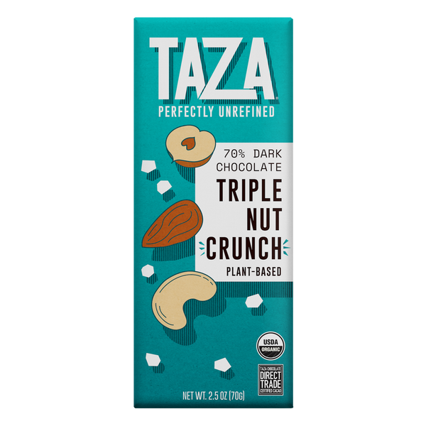 Taza Chocolate 70% Dark Triple Nut Crunch Bar